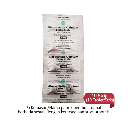Atorvastatin 20 mg 10 Strip (10 Tablet/Strip) - Obat Rutin - Kegunaan ...