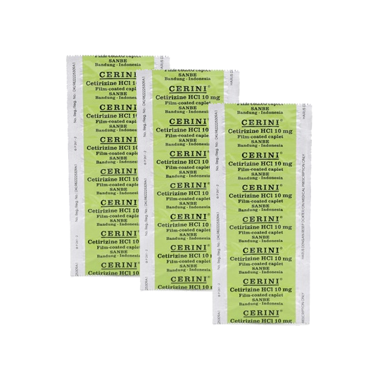 Cerini 10 mg 3 Strip (10 Kaplet/Strip) - Hemat Borongan - Kegunaan ...