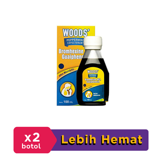 Woods Peppermint Expectorant Sirup 100 ml 2 Botol - Hemat Borongan ...