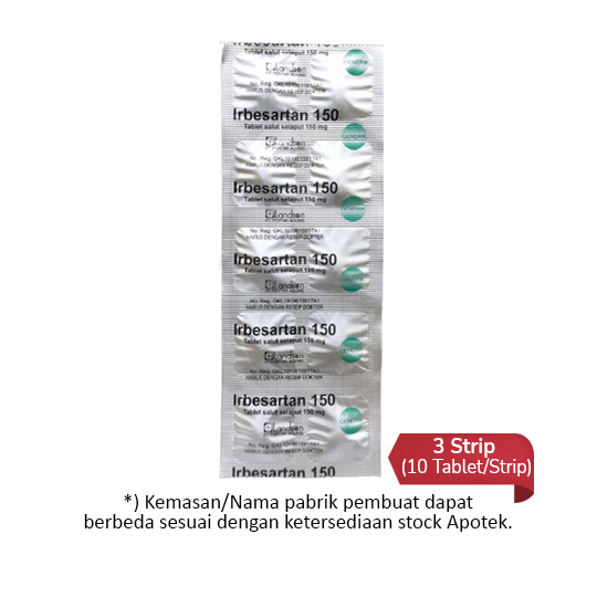 Irbesartan 150 mg 3 Strip (10 Tablet/Strip) - Obat Rutin - Kegunaan ...