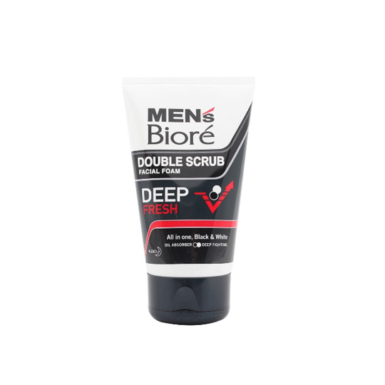 Biore Men's Facial Foam Double Scrub Black & White 100G - Kegunaan ...