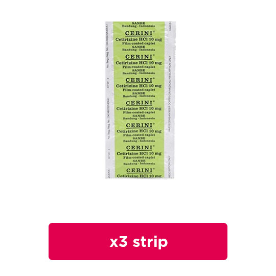Cerini 10 mg 3 Strip (10 Kaplet/Strip) - Hemat Borongan - Kegunaan ...