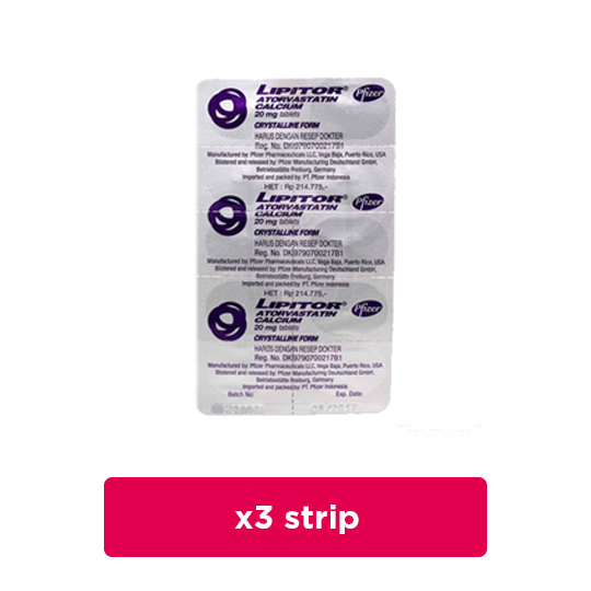 Lipitor 20 mg 3 Strip (10 Tablet/Strip) - Obat Rutin - Kegunaan, Efek ...
