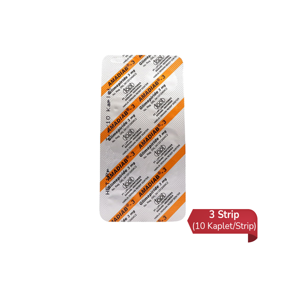 Amadiab 3 mg 3 Strip (10 Kaplet/Strip) - Obat Rutin - Kegunaan, Efek ...