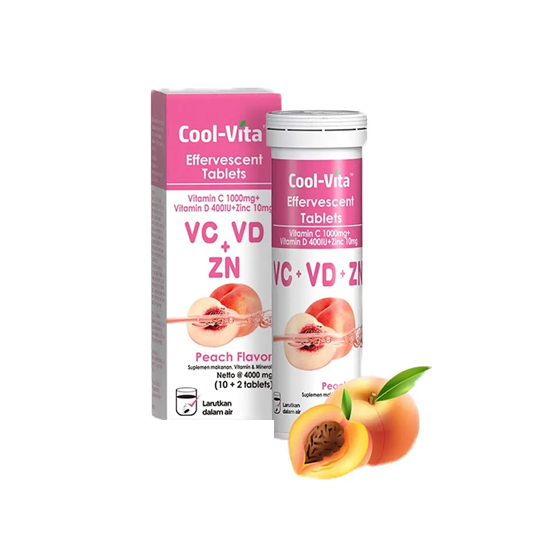 Cool-Vita Effervescent Peach Flavor 10+2 Tablet - Kegunaan, Efek ...