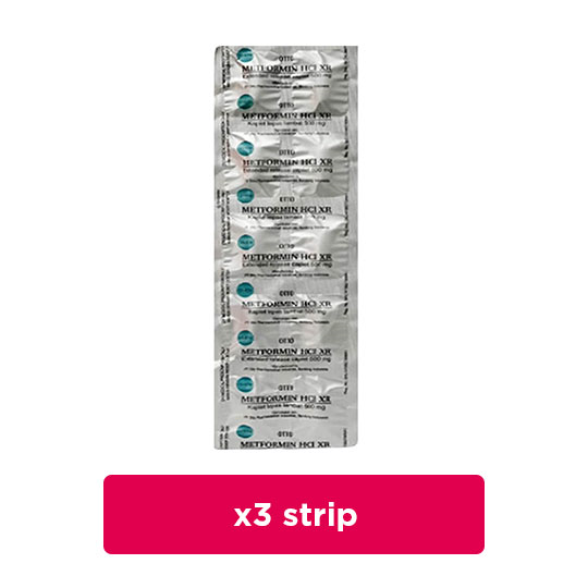 Metformin XR (Extended Release) 500 mg 3 Strip (10 Tablet/Strip) - Obat ...