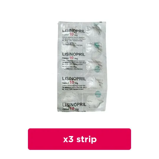LISINOPRIL 10 MG 30 TABLET - OBAT RUTIN - Kegunaan, Efek Samping, Dosis ...