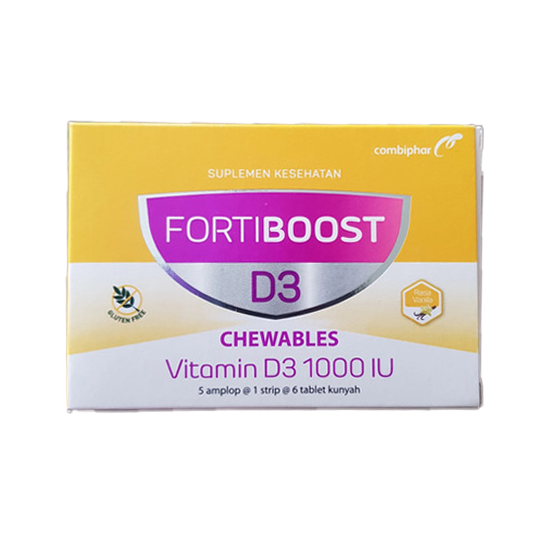 Fortiboost Vitamin D3 1000 IU 30 Tablet Kunyah - Kegunaan, Efek Samping, Dosis dan Aturan Pakai ...
