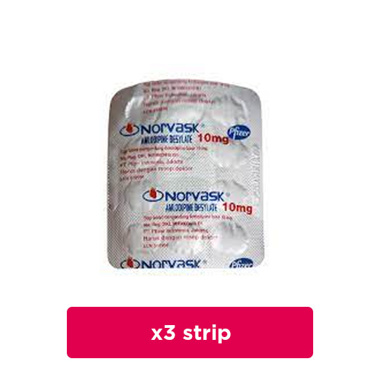Norvask 10 mg 3 Strip (10 Tablet/Strip) - Obat Rutin - Kegunaan, Efek ...