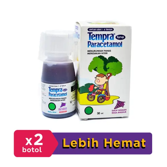 Tempra Sirup Rasa Anggur 30 ml 2 Botol - , Dosis dan Aturan Pakai - Halodoc