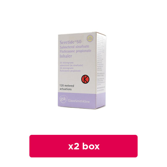 Seretide Inhaler 25/50 mcg 120 Dosis 2 Box (1 Canister/Box) - Obat ...