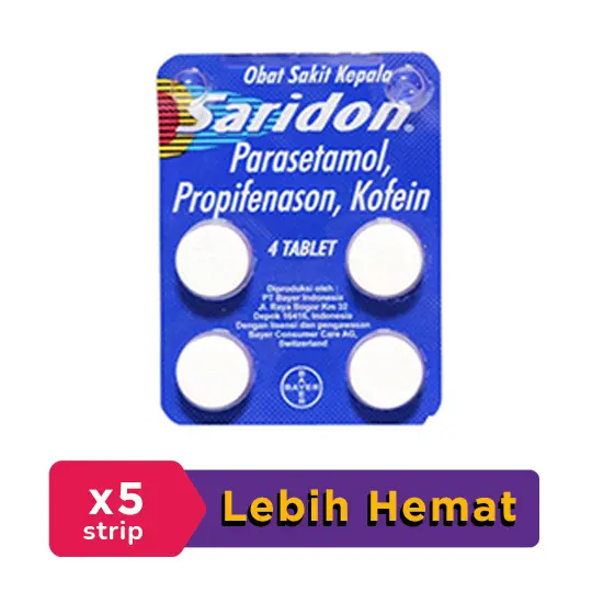 Saridon 5 Strip (4 Tablet/Strip) - Hemat Borongan - dan Aturan Pakai ... Saridon 5 Strip (4 Tablet/Strip) - Hemat Borongan - dan Aturan Pakai ...