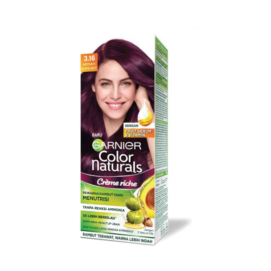 Garnier Color Naturals 3.16 (Merah Burgundy) 50 g - Kegunaan, Efek ...