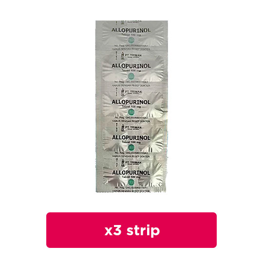 Allopurinol 100 mg 3 Strip (10 Tablet/Strip) - Hemat Borongan - Kegunaan, Efek Samping, Dosis ...