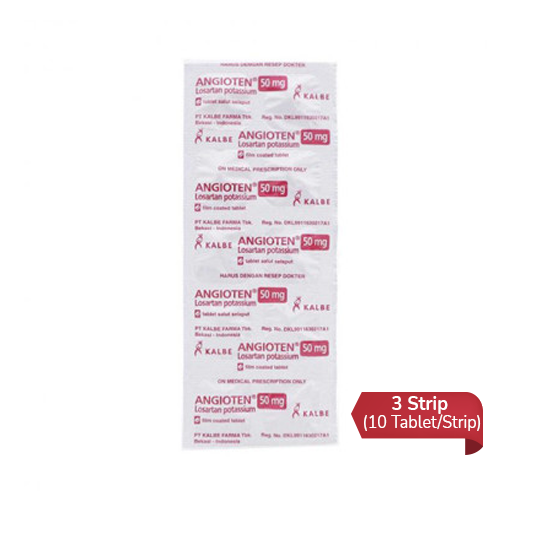 Angioten 50 mg 3 Strip (10 Tablet/Strip) - Obat Rutin - Kegunaan, Efek ...