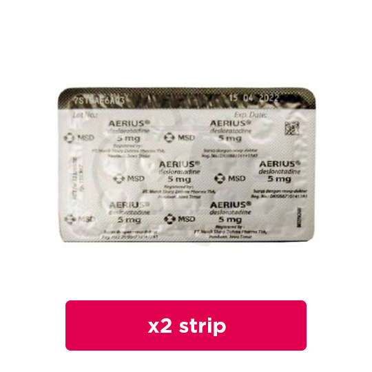 Aerius 5 mg 2 Strip (15 Tablet/Strip) - Hemat Borongan - Kegunaan, Efek ...