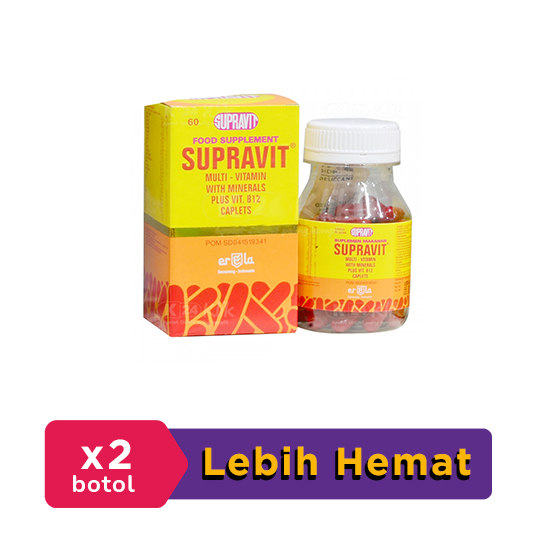 Supravit 2 Botol (60 Kapsul/Botol) - Hemat Borongan - Kegunaan, Efek ...