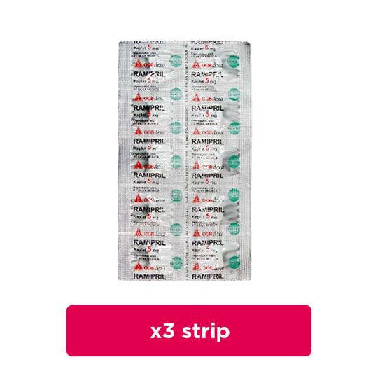 Ramipril 5 mg 3 Strip (10 Kaplet/Strip) - Obat Rutin - Kegunaan, Efek ...