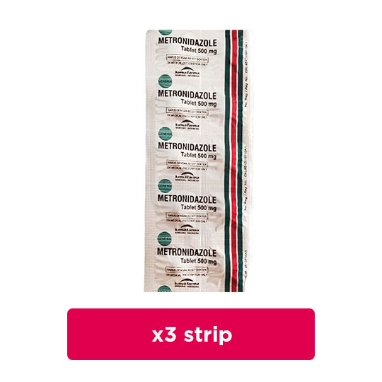 Metronidazole 500 mg 3 Strip (10 Tablet/Strip) - Hemat Borongan - Kegunaan, Efek Samping, Dosis ...