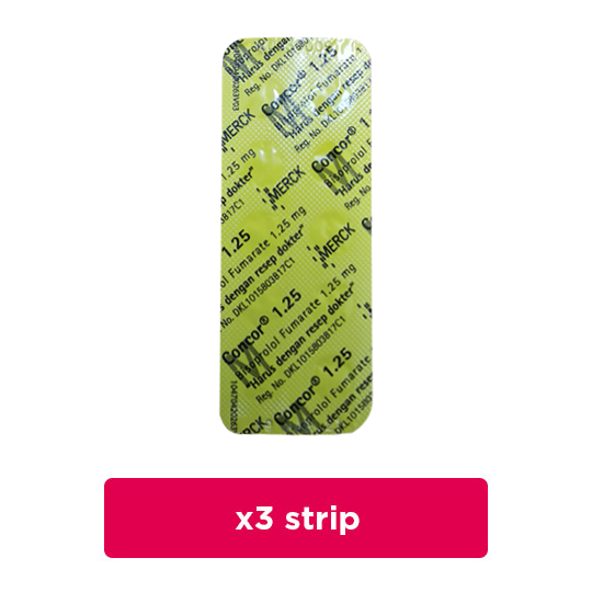 Concor 1.25 mg 3 Strip (10 Tablet/Strip) - Obat Rutin - Kegunaan, Efek ...