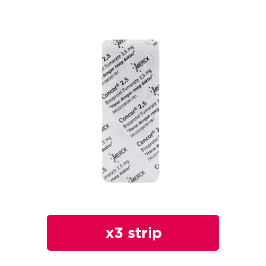 Concor 2.5 mg 3 Strip (10 Tablet/Strip) - Obat Rutin - Kegunaan, Efek ...