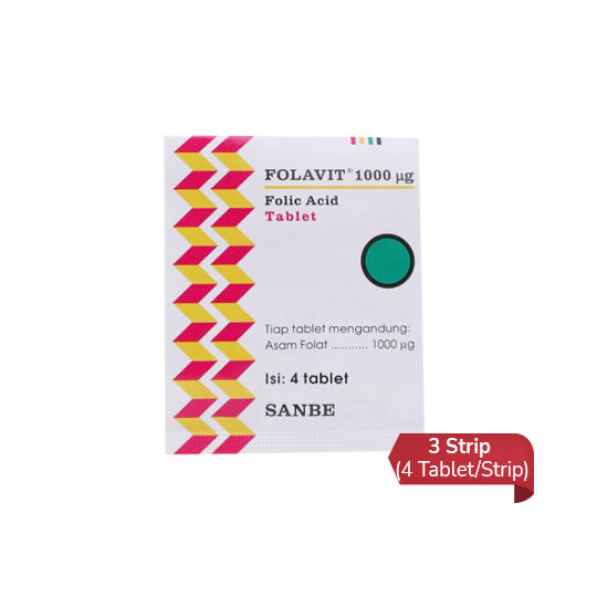 Folavit 1000 mcg 3 Strip (4 Tablet/Strip) - Hemat Borongan - Kegunaan ...