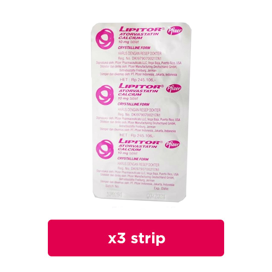 Lipitor 10 mg 3 Strip (10 Tablet/Strip) - Obat Rutin - Kegunaan, Efek ...