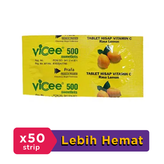 Vicee 500 Rasa Lemon 50 Strip (2 Tablet/Strip) - Hemat Borongan ...