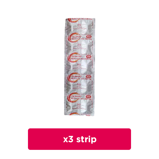 Glikos 500 mg 3 Strip (10 Tablet/Strip) - Obat Rutin - Kegunaan, Efek ...