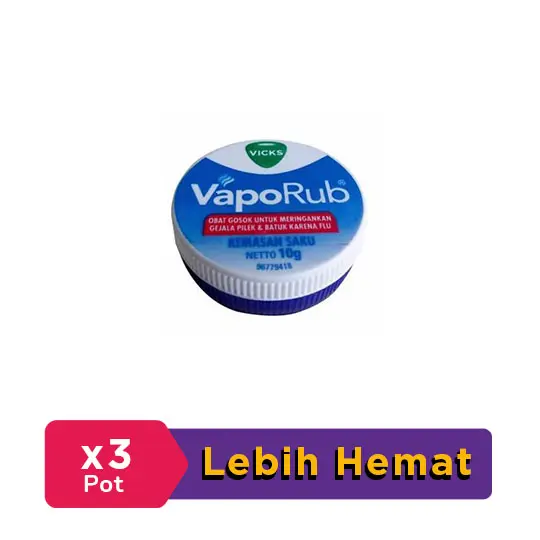 Vicks Vaporub 10 g 3 Pot - Hemat Borongan - Manfaat, Dosis, & Efek Samping