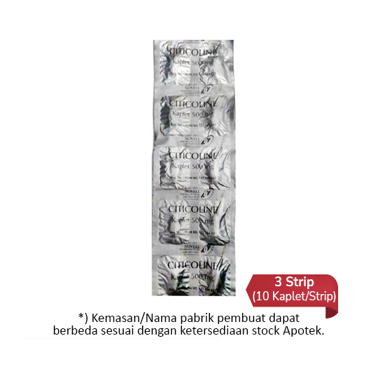 Citicoline 500 mg 3 Strip (10 Kaplet/Strip) - Hemat Borongan - Kegunaan ...