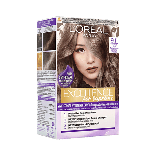 Loreal Excellence Fashion Hair Color 9.11 Silver Ash - Kegunaan, Efek ...