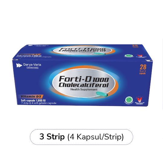 Forti-D 1000 Vitamin D3 3 Strip (4 Kapsul Lunak/Strip) - Hemat Borongan ...